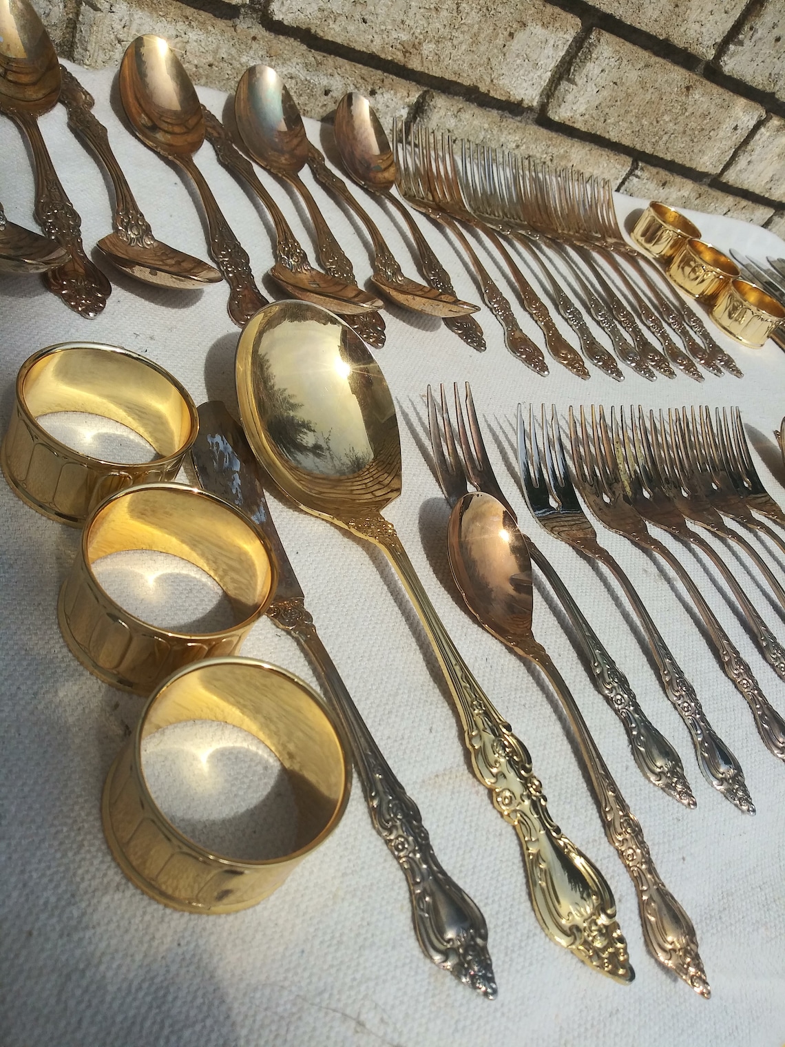 50 Piece Gold Plated Serving for 8 Royal Sealy Silverware Set | Etsy