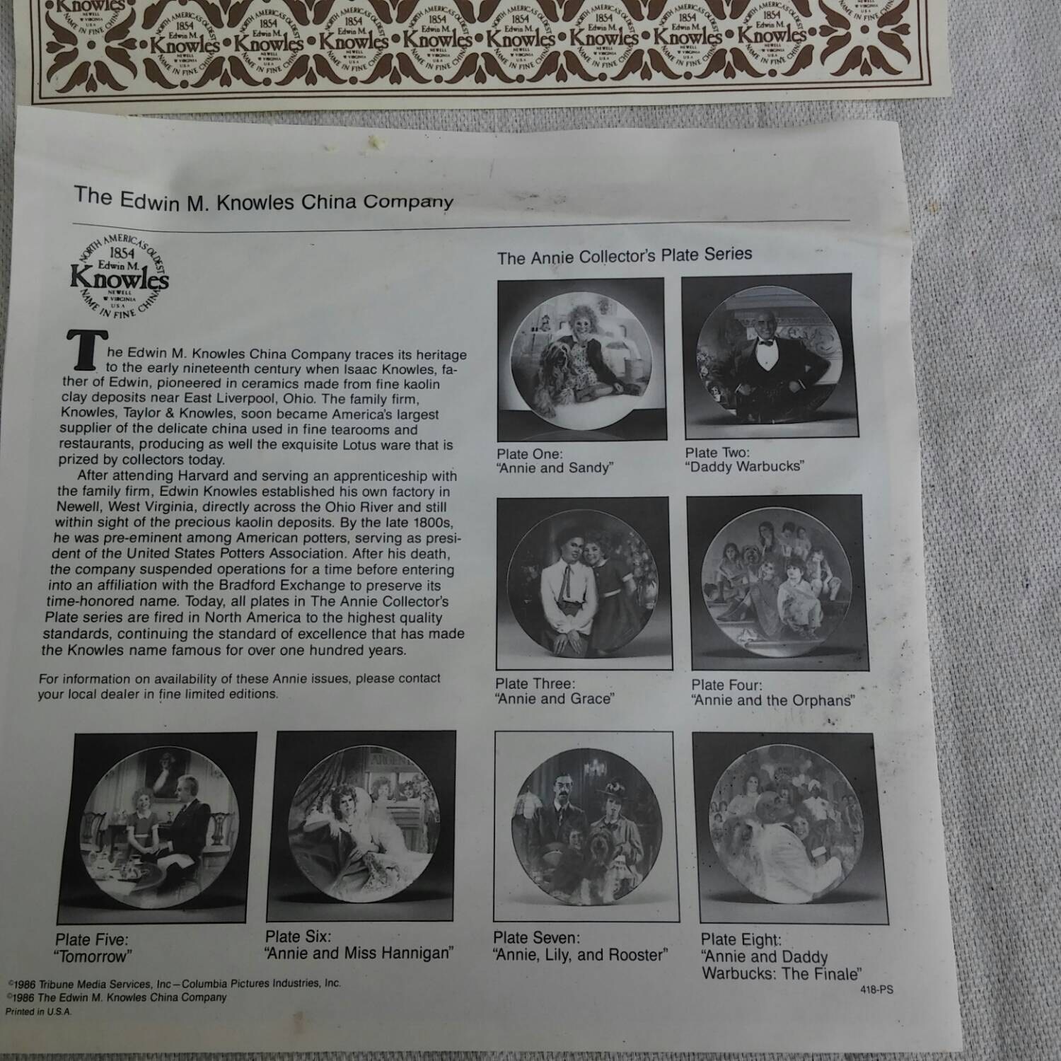 Edwin M Knowles Collectible Annie Plate "annie and Daddy War Bucks" - Etsy