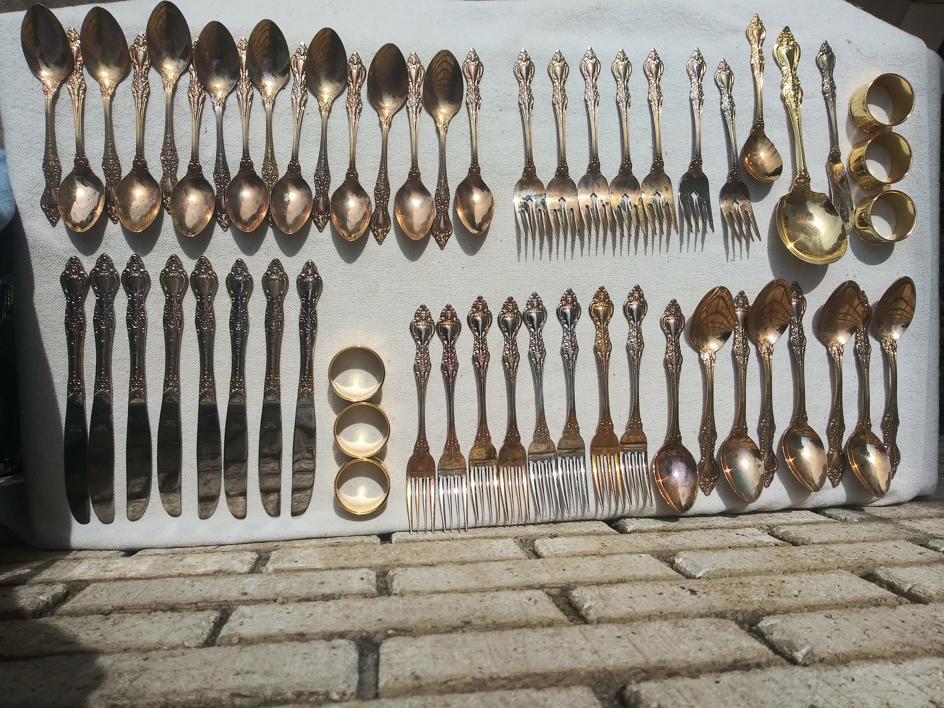 50 Piece Gold Plated Serving for 8 Royal Sealy Silverware Set - Etsy