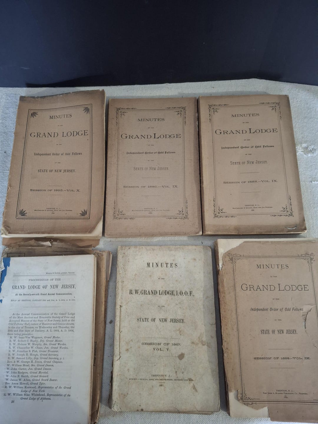 Collection of 6 Masonic Minutes of the Grand Lodge Transcript and Hand ...