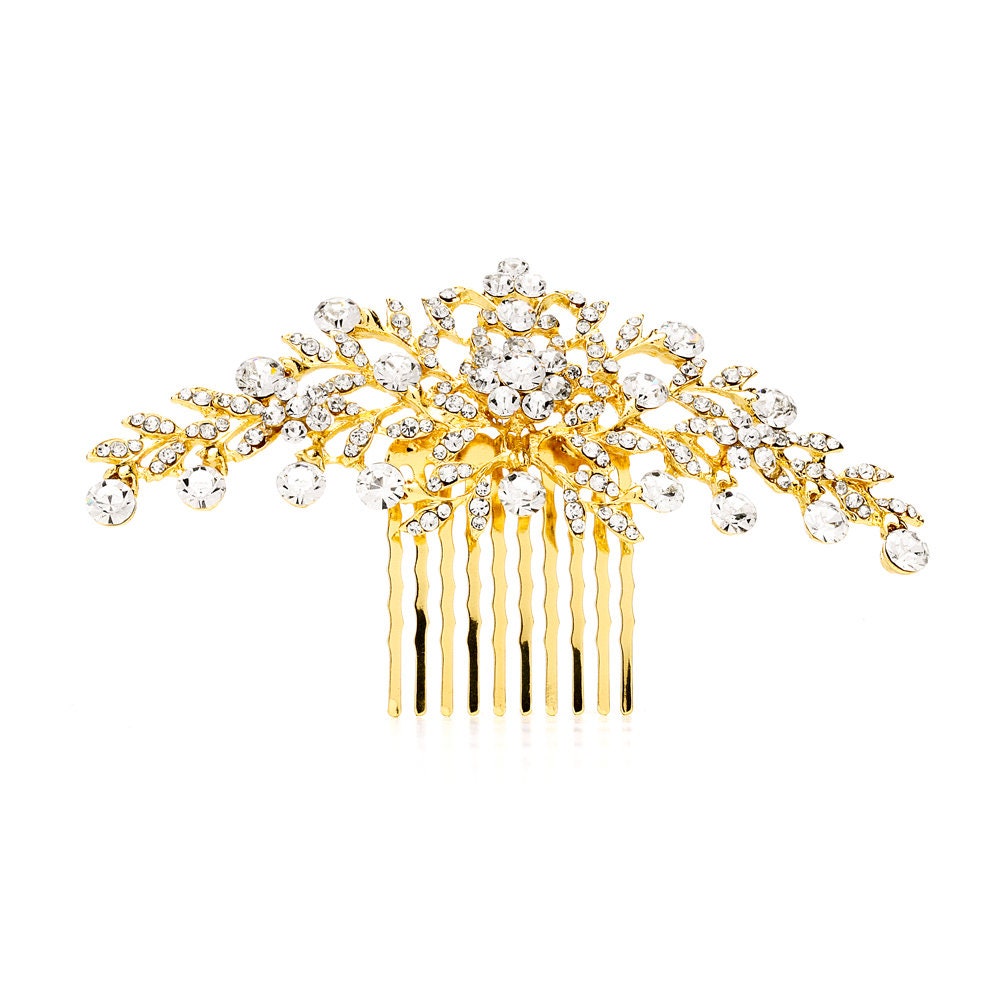 Gold Bridal Comb Rhinestone Comb Crystal Bridal Comb - Etsy