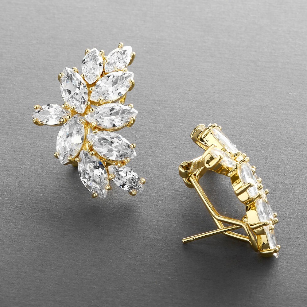 Gold Bridal Earrings Gold Wedding Earrings CZ Bridal - Etsy