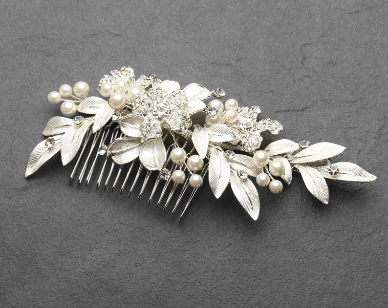 Bridal Comb Floral Wedding Hair Comb Pearl Side Comb Bridal - Etsy