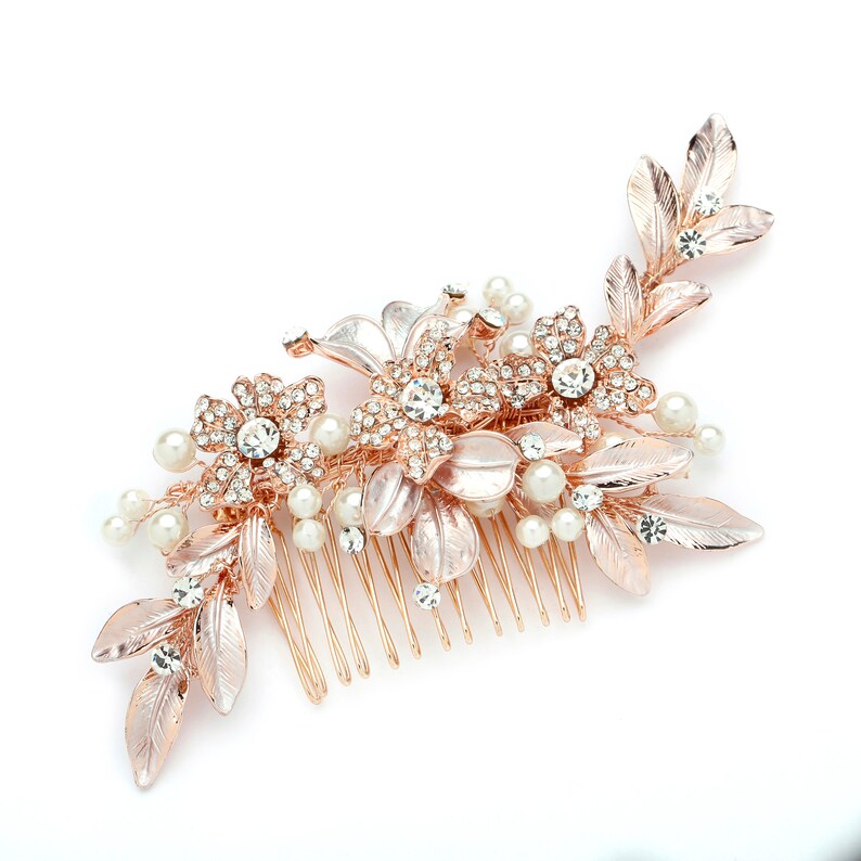 Rose Gold Bridal Comb Pearl Wedding Hair Comb Bridal Comb Etsy