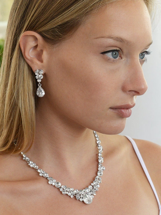 Crystal Wedding Jewelry Set Prom Jewelry Set Bridesmaids - Etsy