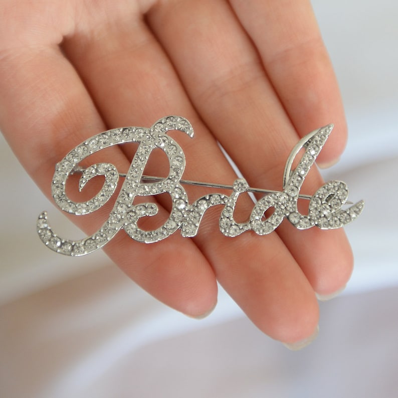 Silver Crystal bride Pin Wedding Pin Bridal - Etsy