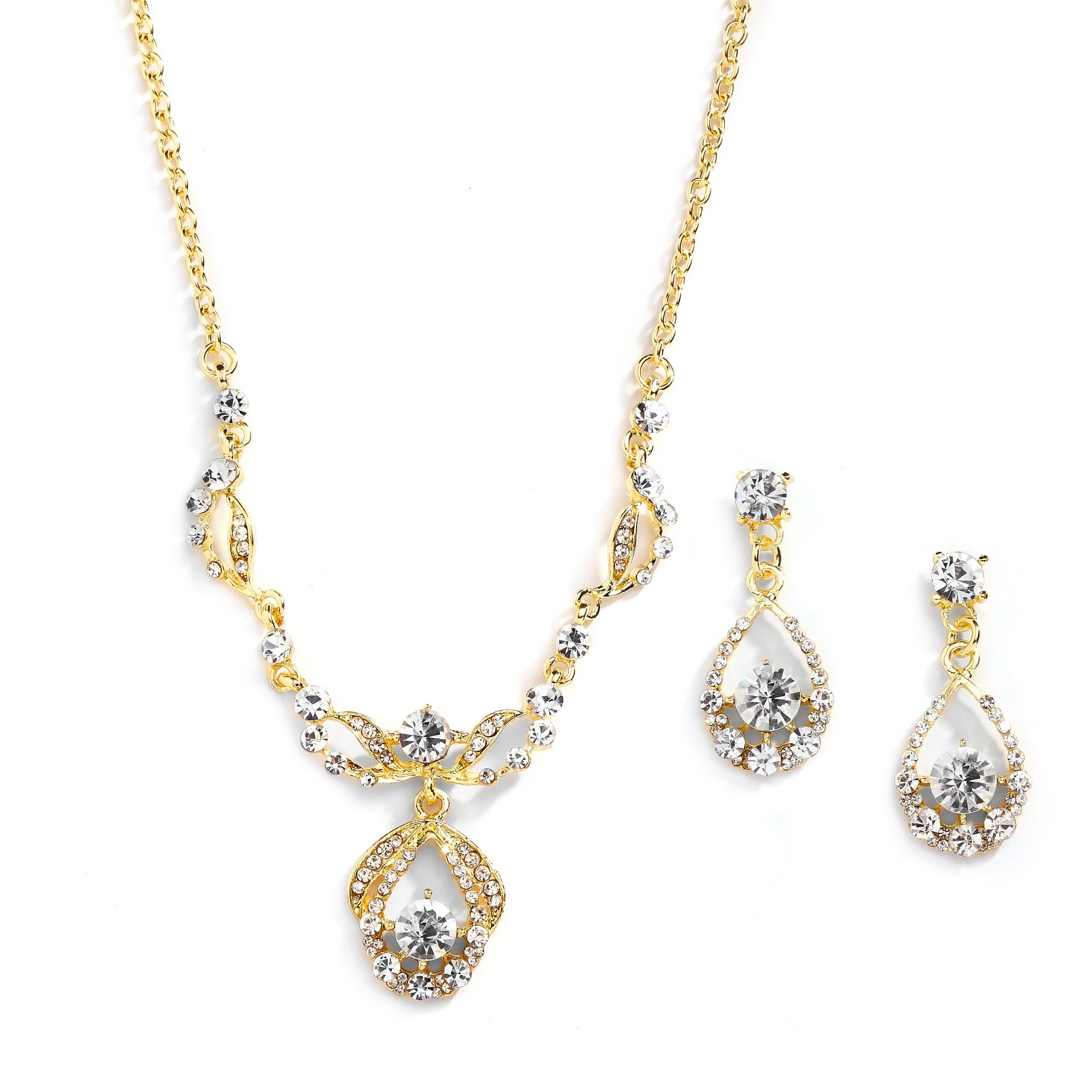 Gold Bridal Jewelry Set Wedding Jewelry Set Crystal Wedding - Etsy