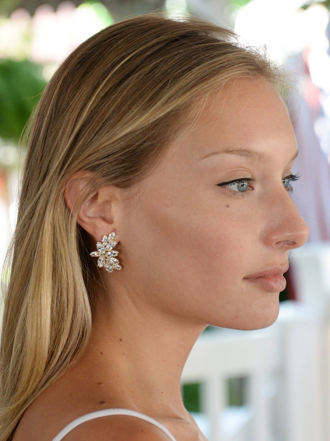 Gold Bridal Earrings Gold Wedding Earrings CZ Bridal - Etsy