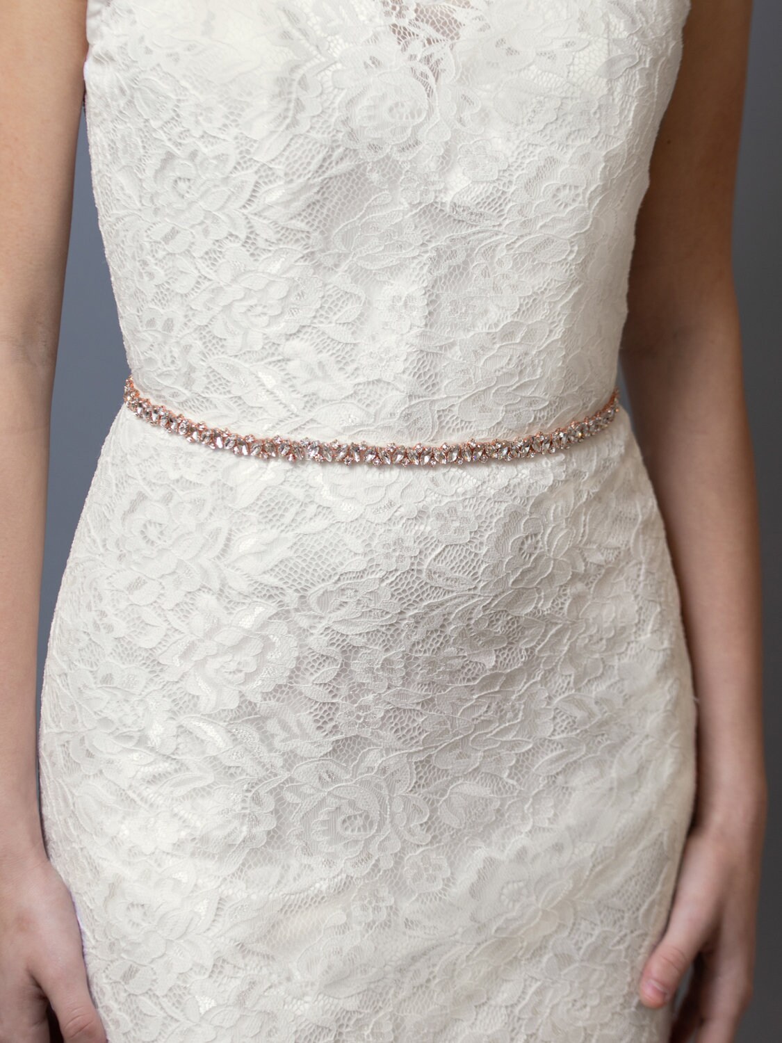 Rose Gold Bridal Sash Crystal Bridal Belt Rose Gold Wedding | Etsy