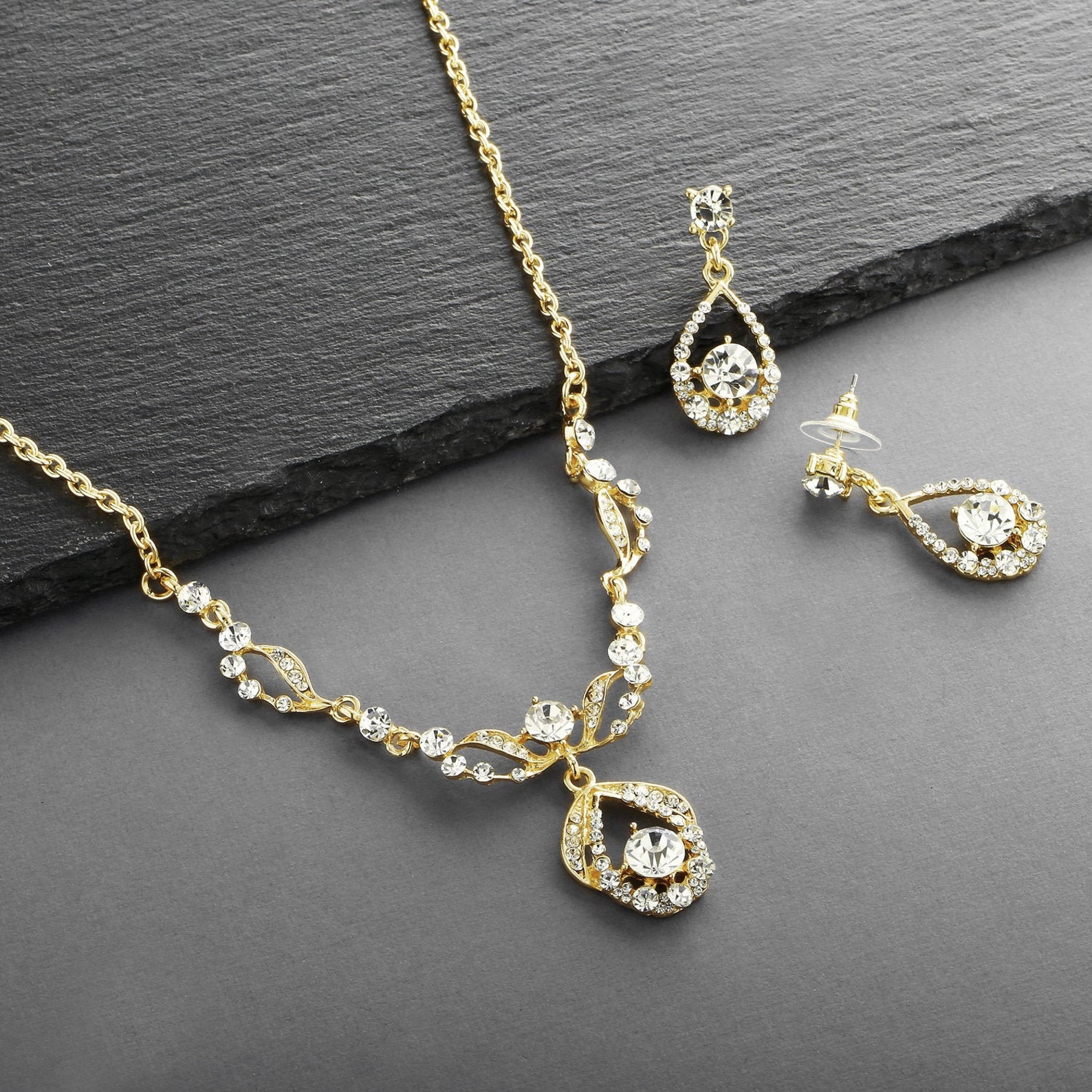 Gold Bridal Jewelry Set Wedding Jewelry Set Crystal Wedding - Etsy