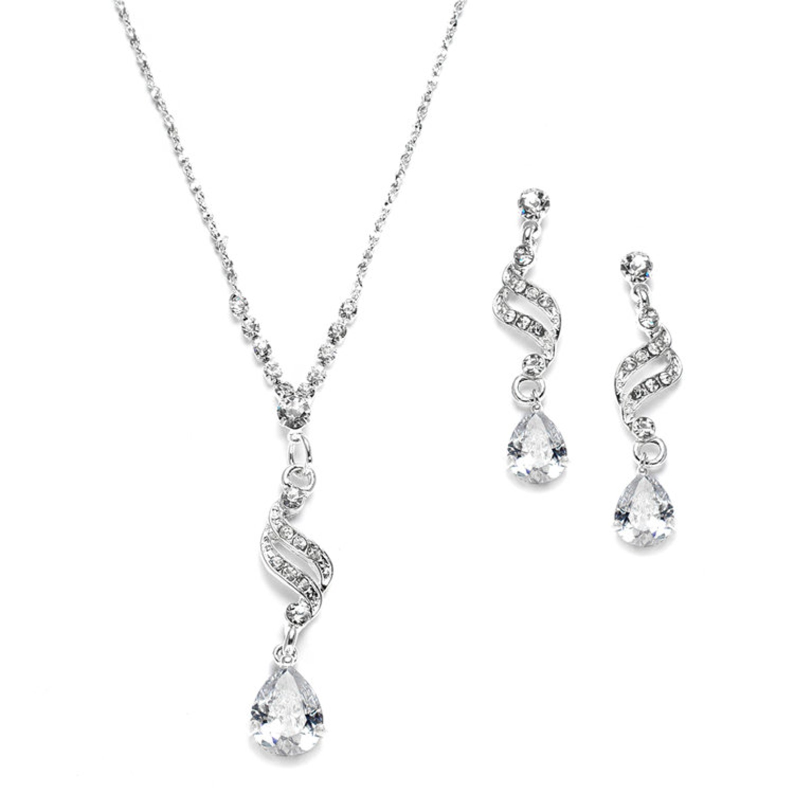 Silver Bridal Jewelry Set Wedding Jewelry Set Crystal - Etsy