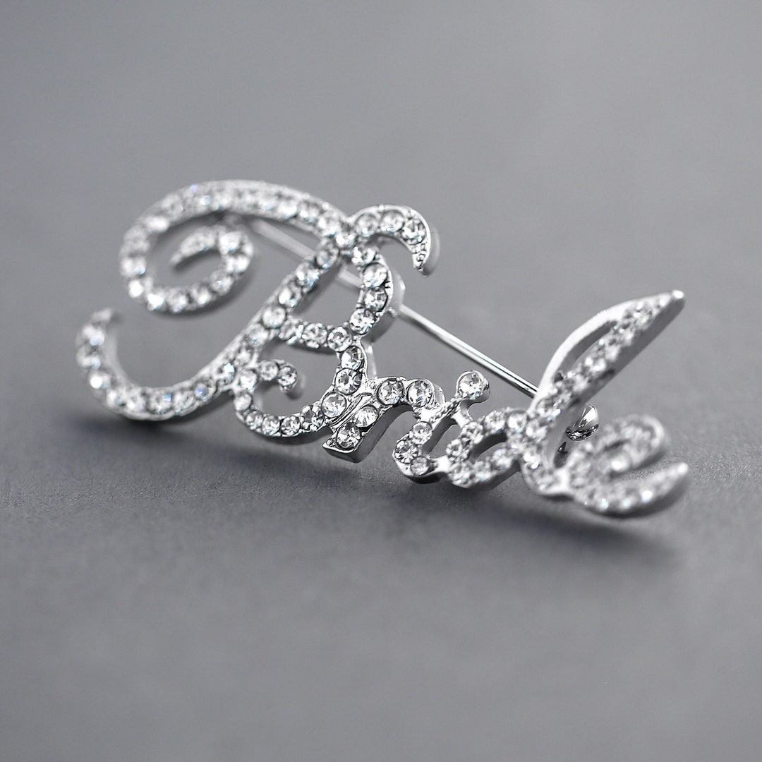 Silver Crystal bride Pin Wedding Pin Bridal - Etsy