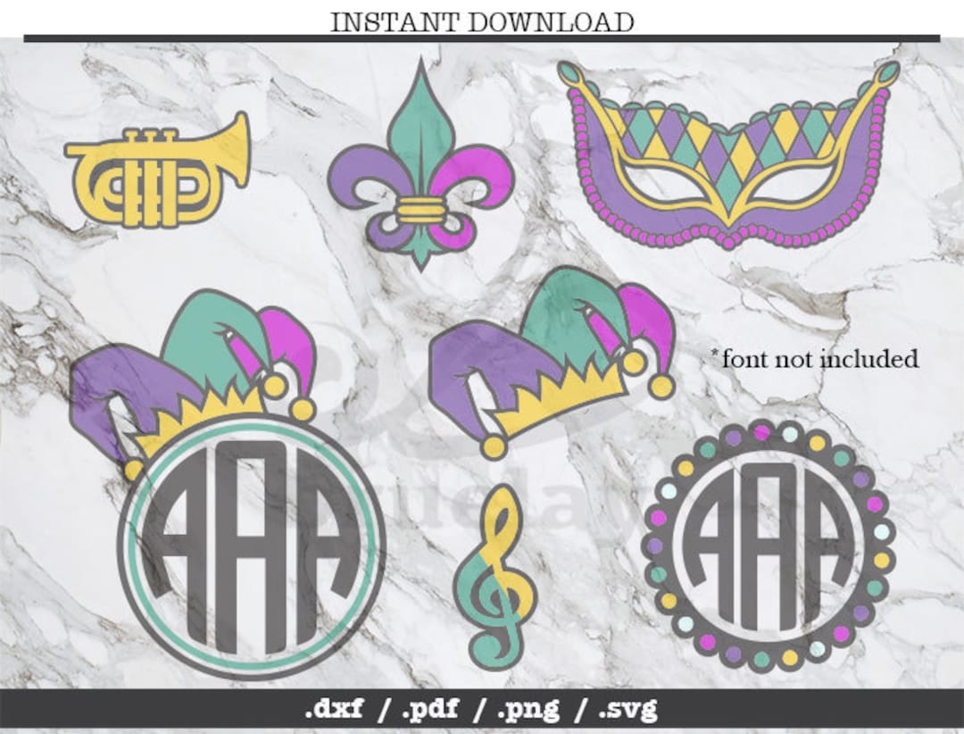 Mardi Gras Cut File,fleur De Lis,svg, DXF, PNG, Cricut, Silhouette ...