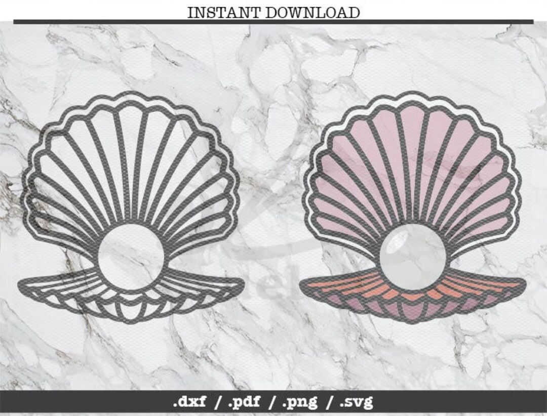 Clam Shell and Pearl Cut File,svg, DXF, PNG, Cricut, Silhouette,clipart ...
