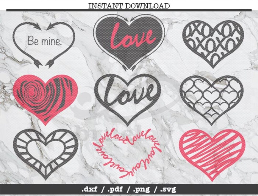 Valentine's Day Cut File, Heart Set, SVG, DXF, PNG, Cricut, Silhouette ...