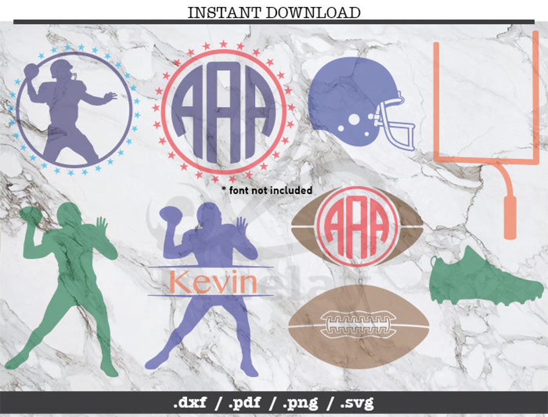 Football Cut File,monogram,svg, DXF, PNG, Cricut, Silhouette, Cutting ...