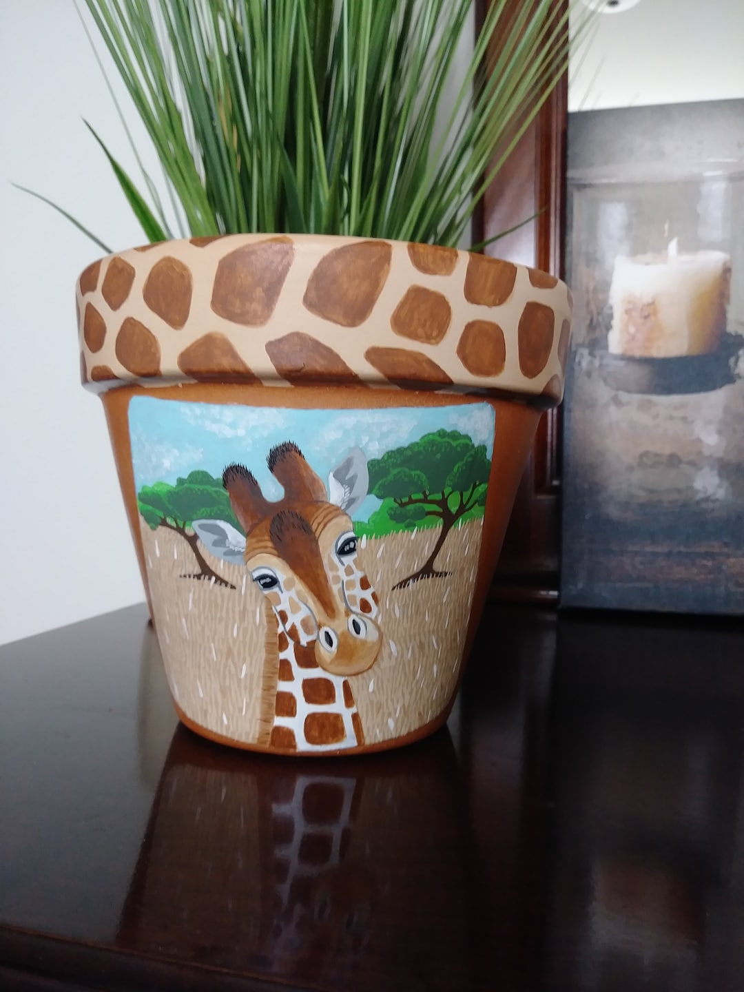 6 Inch Giraffe Savanna Plant Pot, Hand Painted Giraffe Flower Pot - Etsy