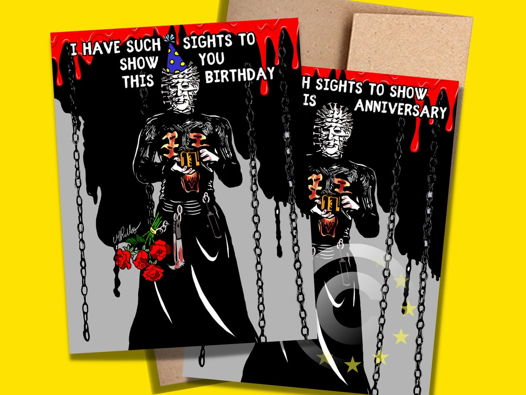 Creepy Horror Birthday Card, Classic Horror Movies, Halloween Birthday ...