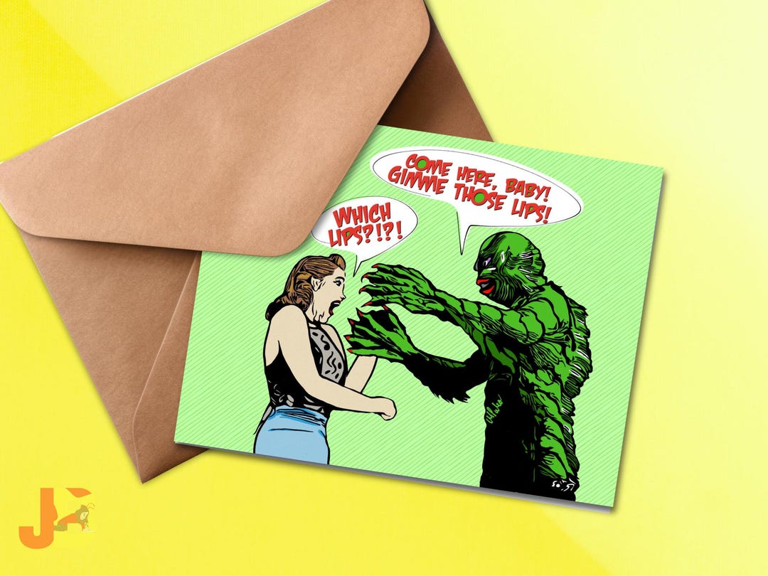 Vintage Horror Creature Greeting Card, Funny Valentine's Day Card ...