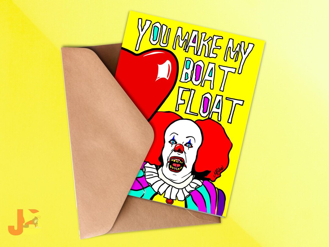 Creepy Clown 'you Make My Boat Float' Anniversary Card - Etsy