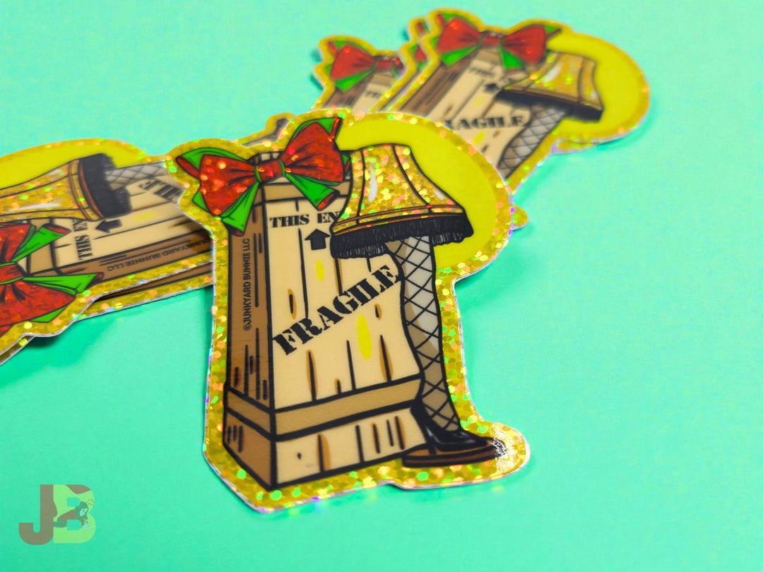 Retro Leg Lamp Glitter Vinyl Sticker | Holiday Decal - Etsy