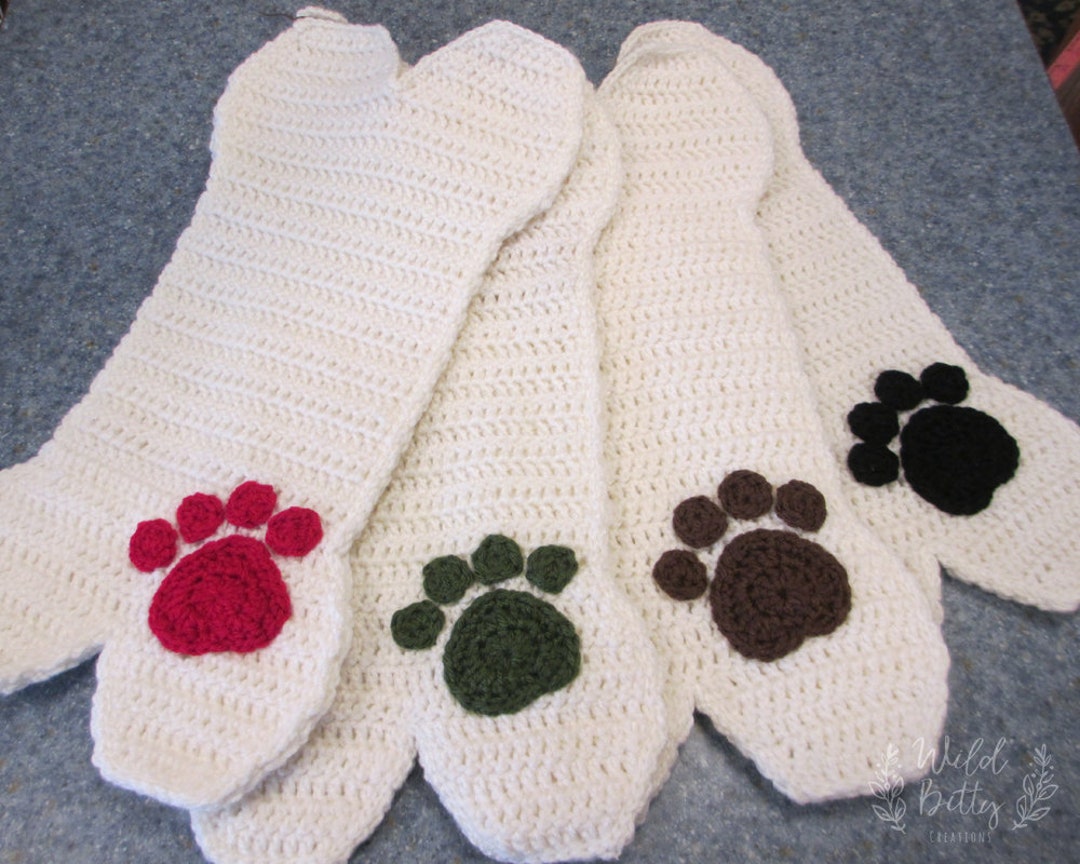 Crocheted Dog Christmas Stocking, Bone Shape, Custom Paw Print - Etsy