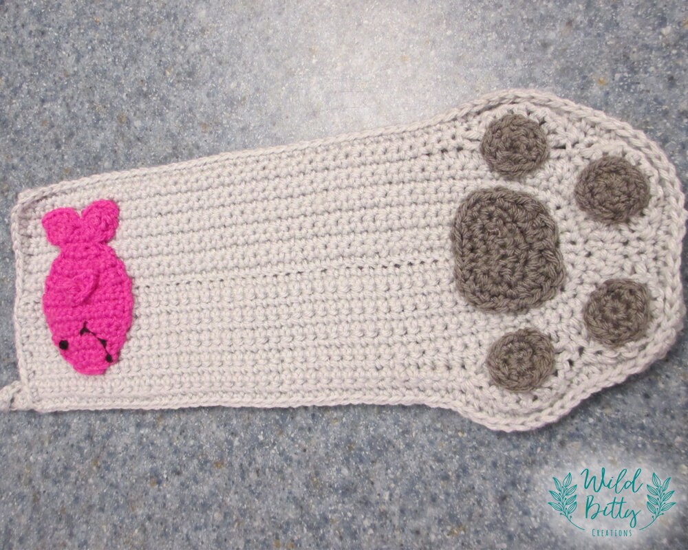 Crochet Cat Stocking, Cat Stocking, Cat Holiday Stocking, Cat Paw ...