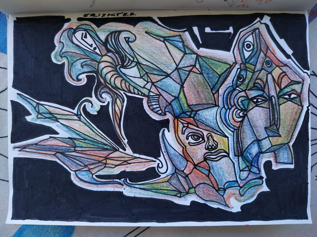Markers and Graphite Colorful Drawing on Paper, Collectible Work of Art ...