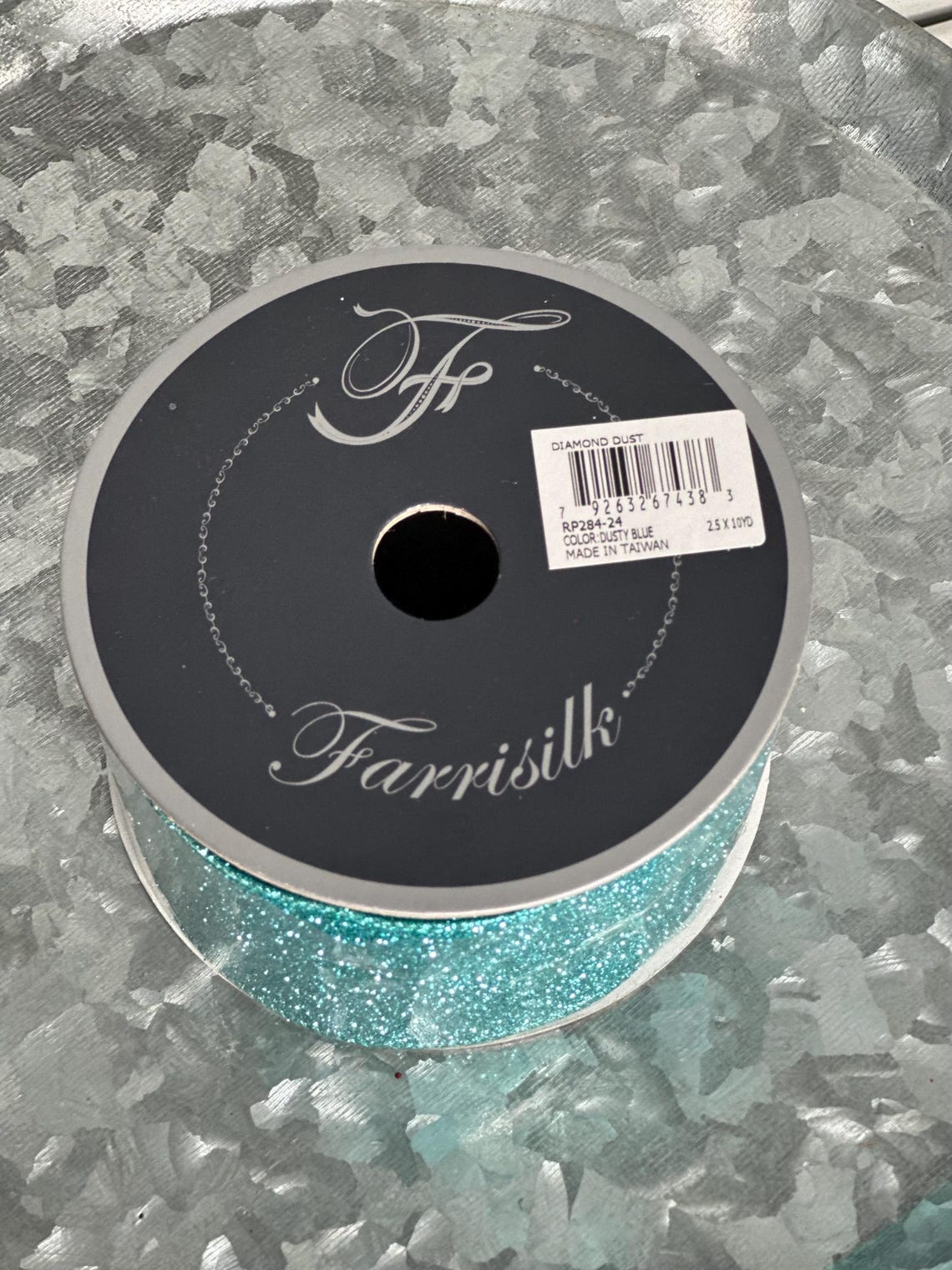 Farrisilk Designer Ribbon Dusty Blue Diamond Dust RP284-24 2.5"x10yd - Etsy