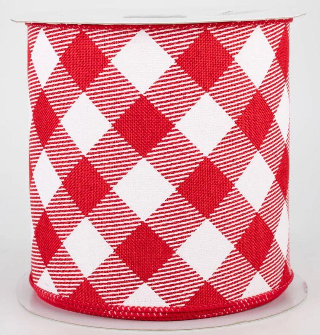 RG Ribbon 4 Diagonal Check: Red & White 10 Yards RGA126924 - Etsy