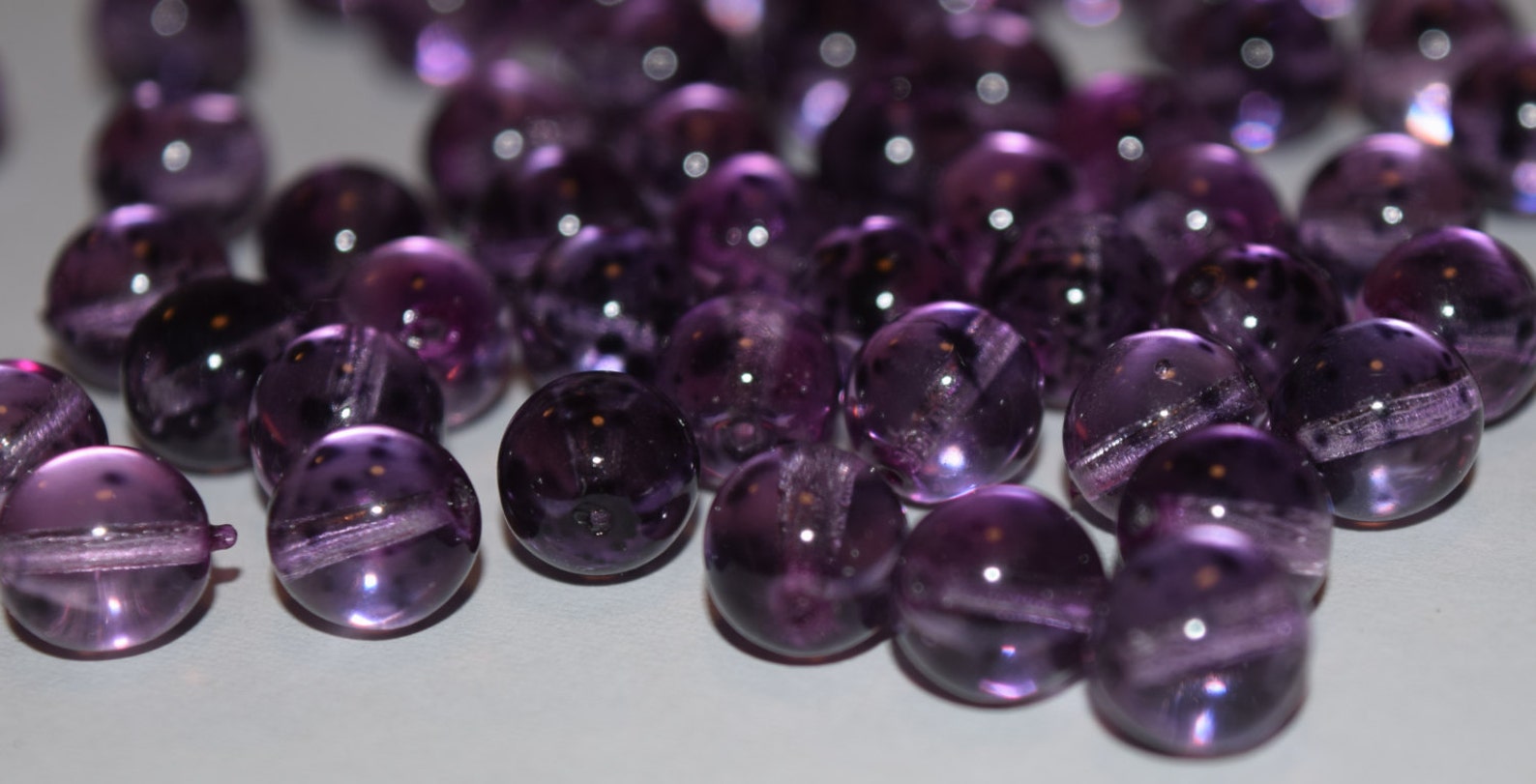 6mm Speckled Amethyst Beads, Purple Round Beads With Specks, Czech ...