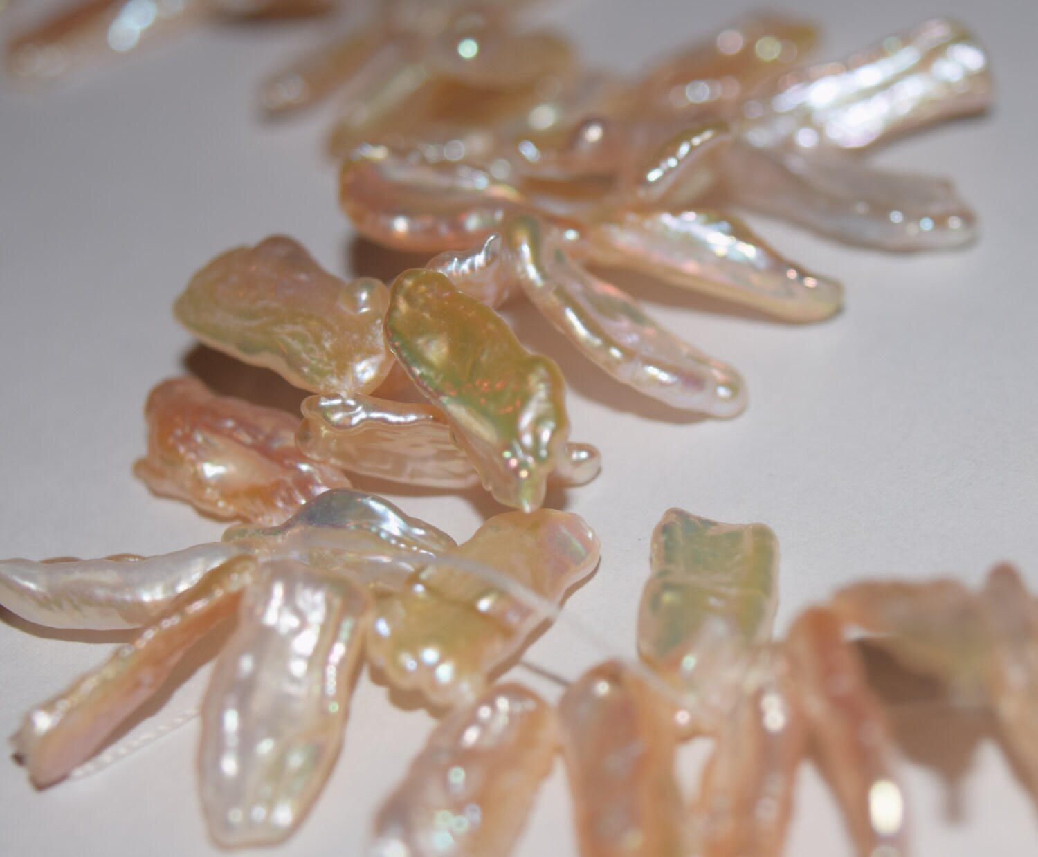 30 Peach Pearl Stick Beads, Biwa Stick Pearls, Top Drilled - Etsy