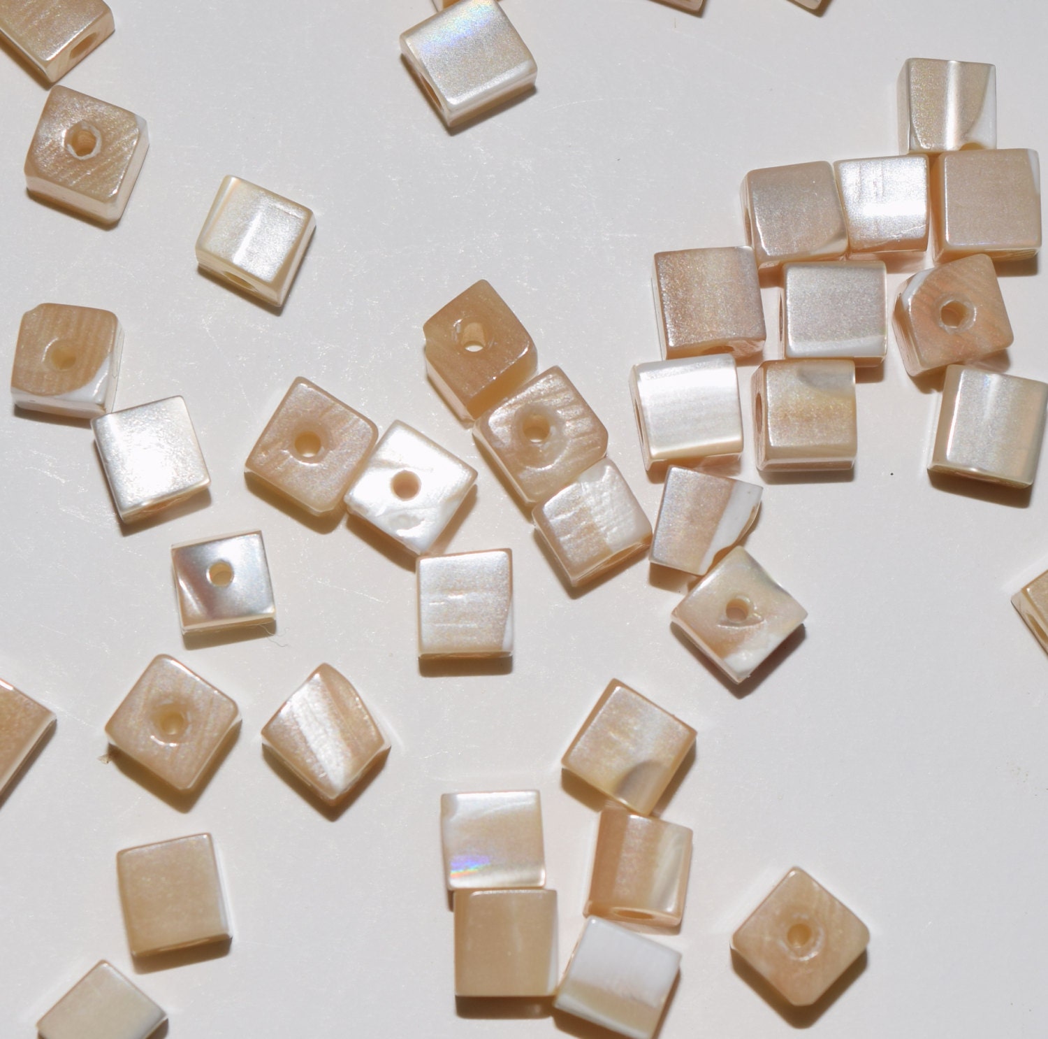 4mm Natural Mother of Pearl Beads, Shell Cube Beads, Freshwater Pearl ...