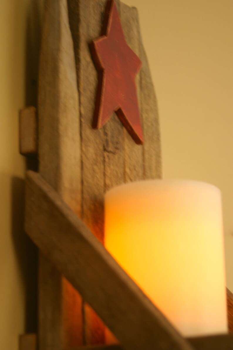 Rustic Wooden Wall Sconce - Etsy