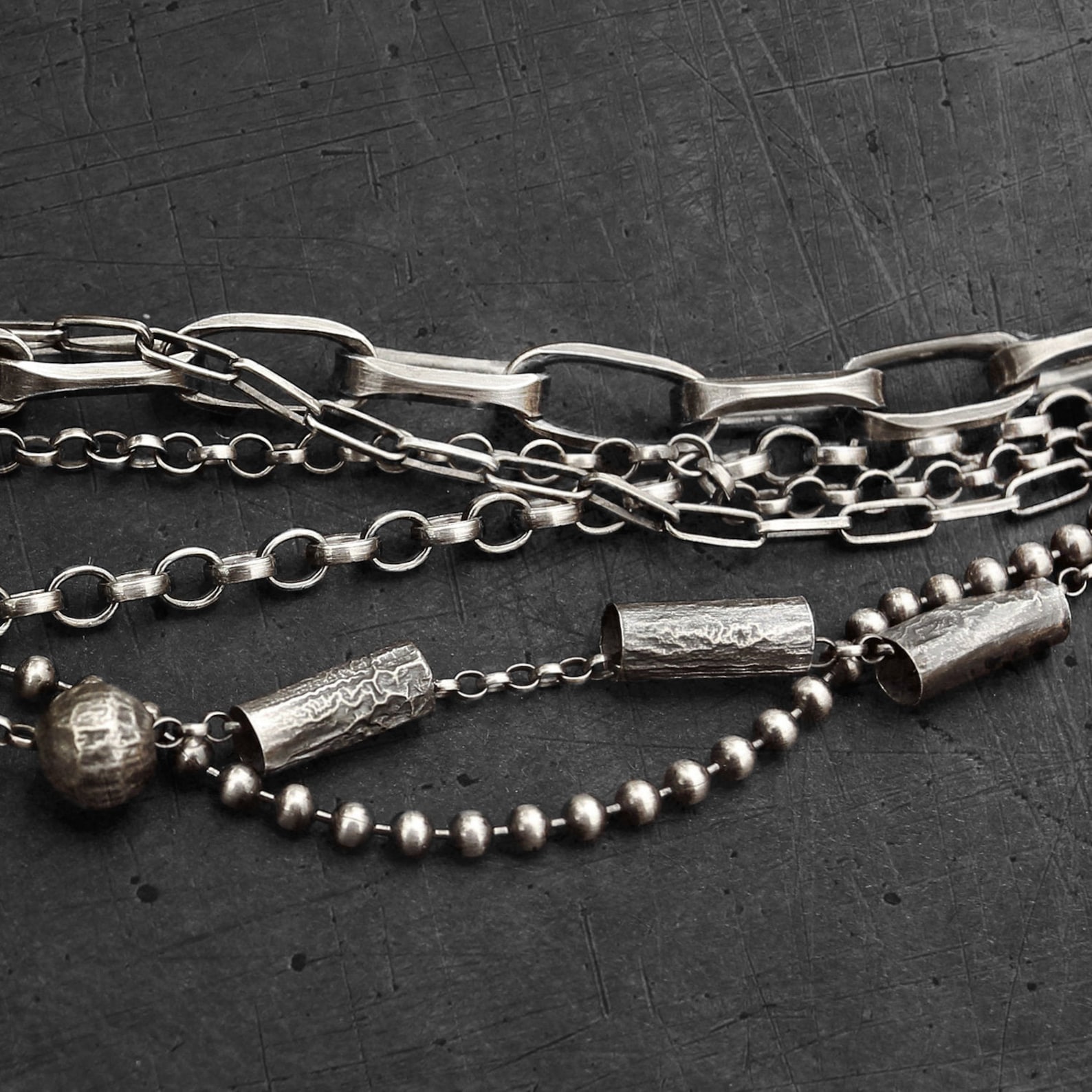 Sterling Silver Layered Bracelet Oxidized 925 Sterling - Etsy Canada