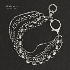 Sterling Silver Multi-strand Bracelet - Oxidised Solid 925 Silver ...