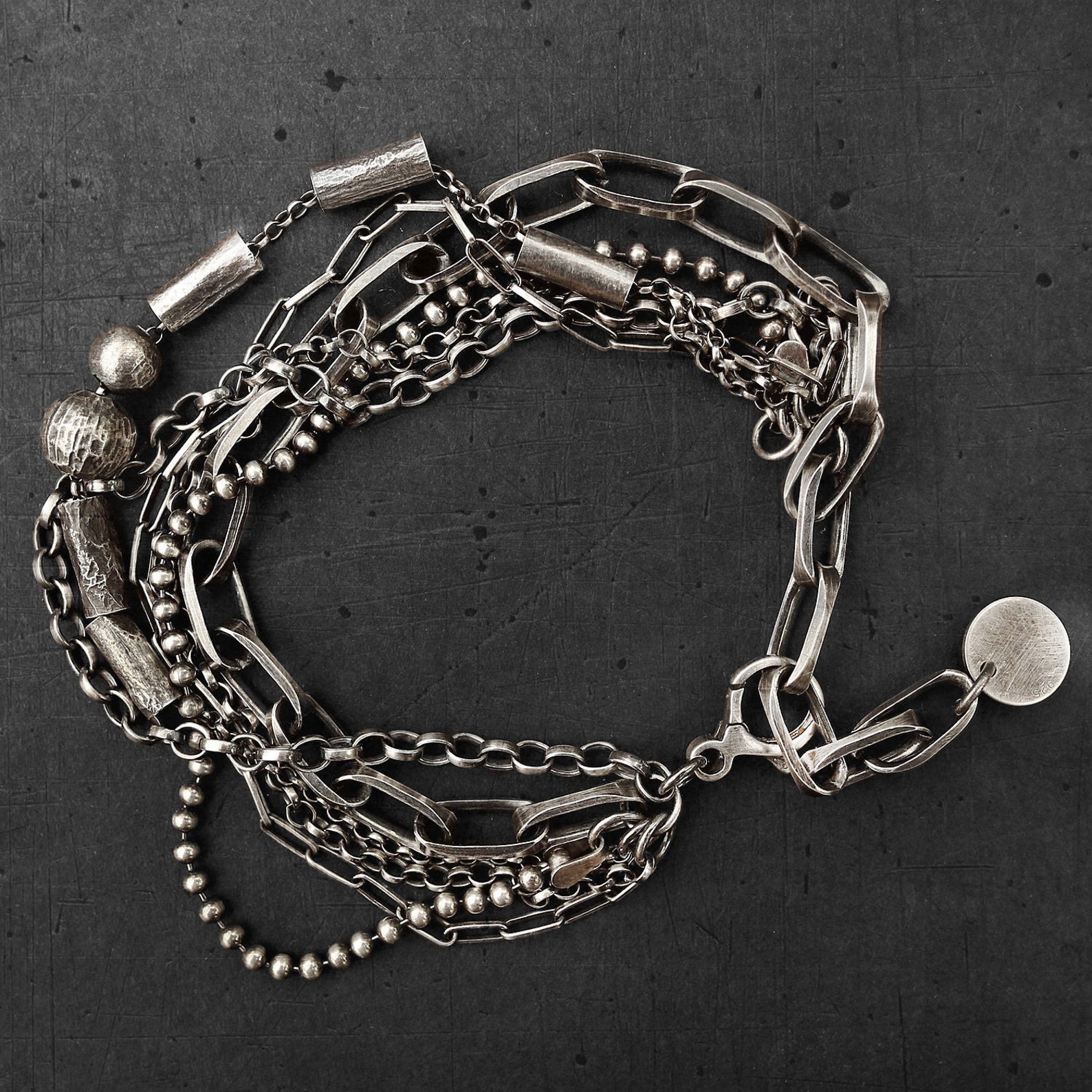Sterling Silver Layered Bracelet Oxidized 925 Sterling - Etsy Canada