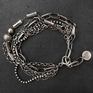 Sterling Silver Layered Bracelet - Handmade, Oxidised Solid 925 Silver ...