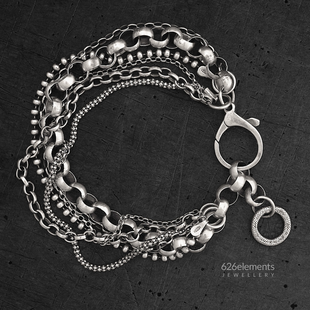 Sterling Silver Multi-strand Bracelet Oxidised 925 Sterling Silver ...