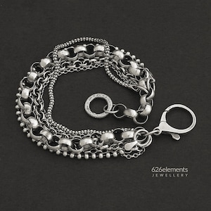Sterling Silver Multi-strand Bracelet - Oxidised Solid 925 Silver ...
