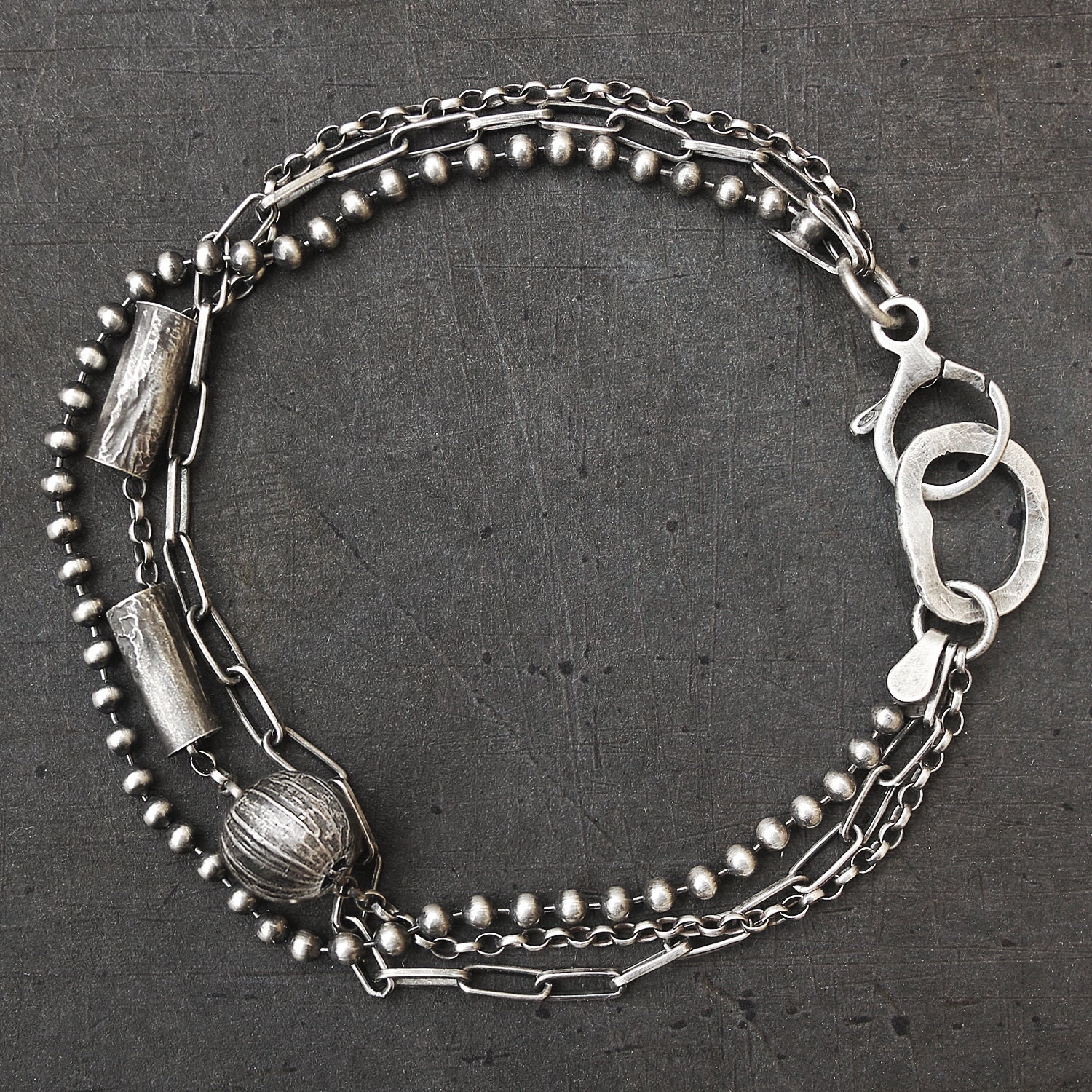 Sterling Silver Multi Strand Bracelet Oxidized 925 Sterling | Etsy