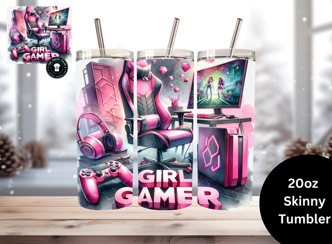 Girl Gamer Skinny Tumbler, Skinny Tumbler With Straw & Lid, 20oz ...