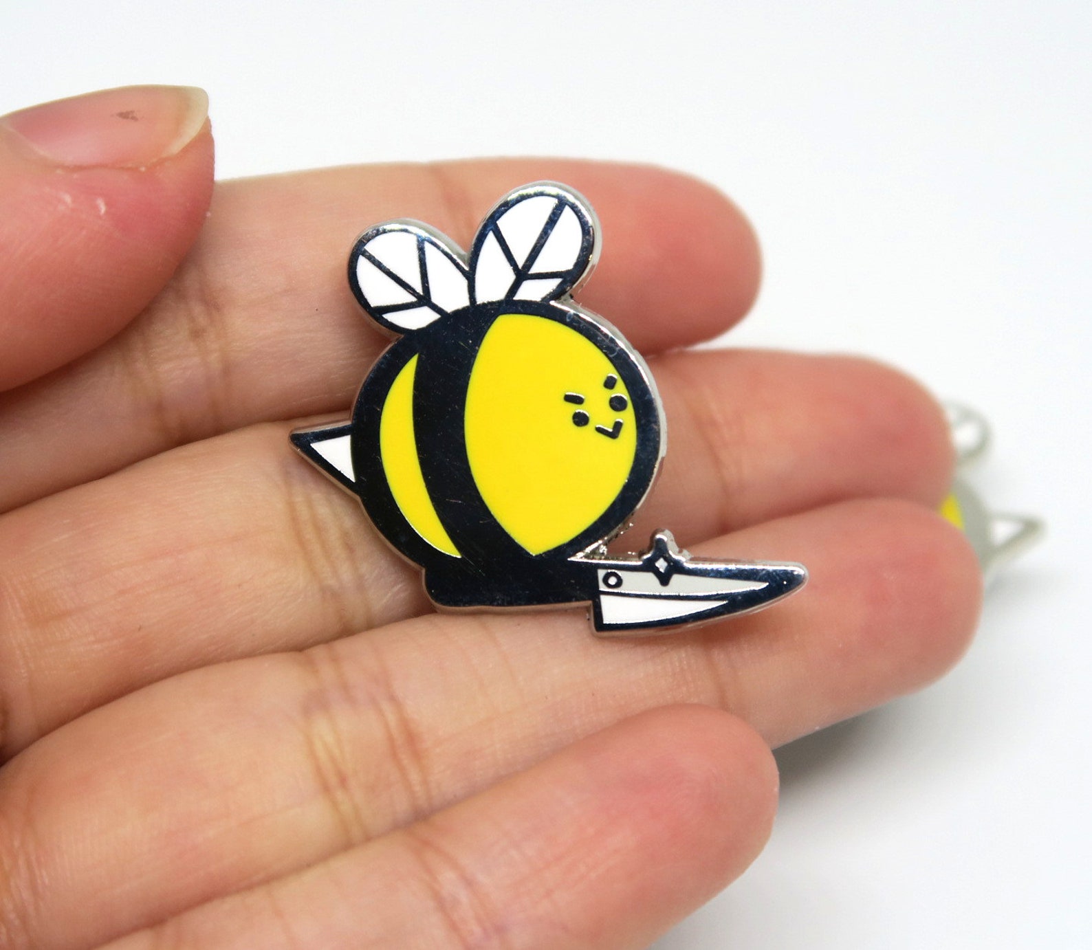 Cute Bee Knife Silver Enamel Pin 1 Knife - Etsy