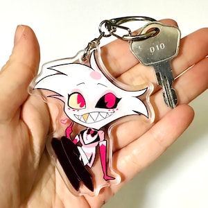 Angel Dust Hazbin Hotel Keychain Cute Chibi Angel Dust Charm - Etsy