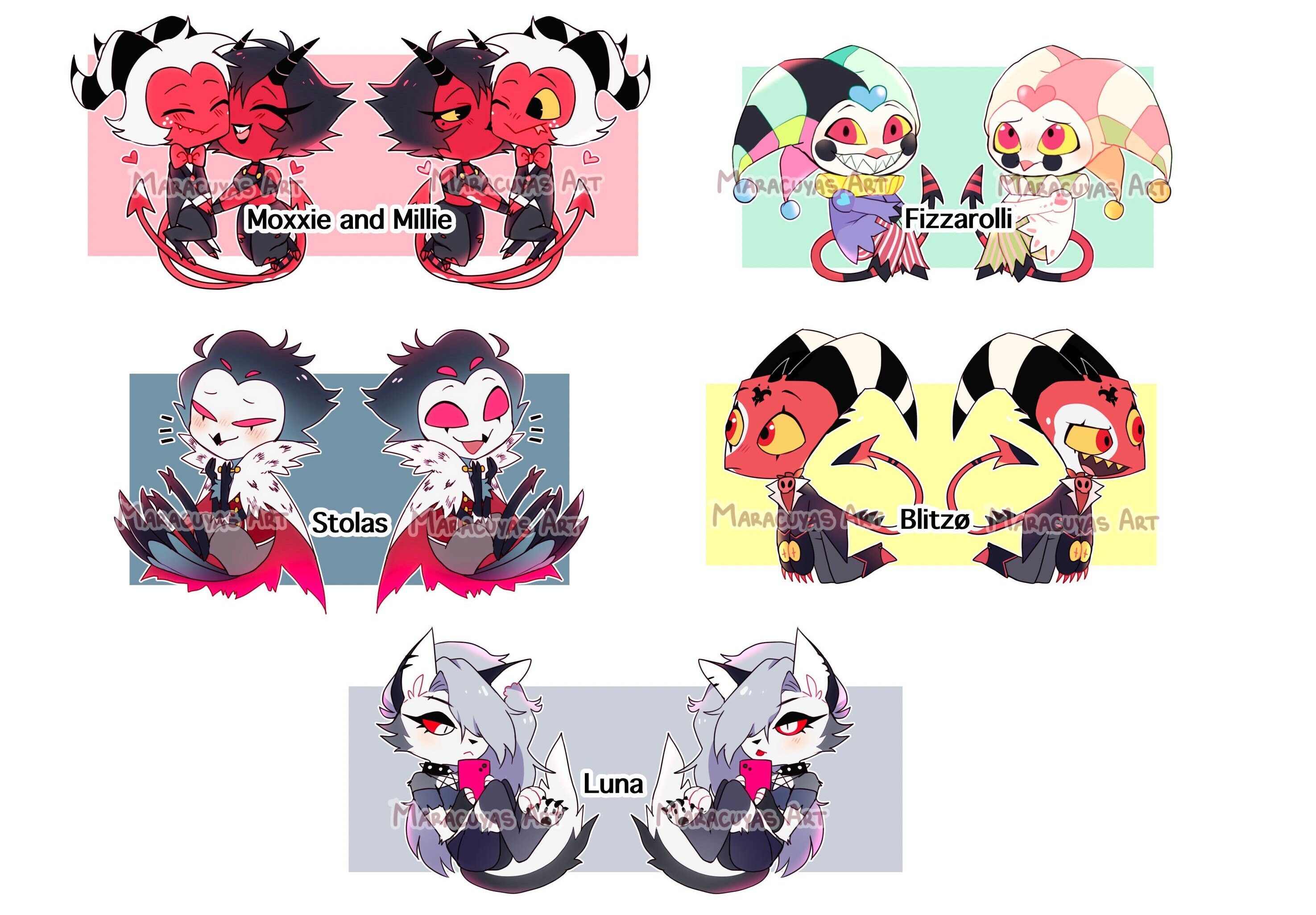Helluva Boss Keychains - Cute Chibi Moxxie Millie Blitz Fizzarolli ...