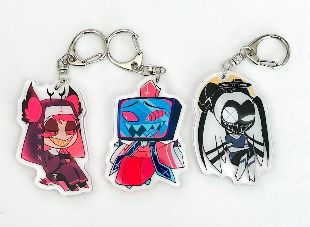 Nun Alastor, Priest Vox, Lute - Hazbin Hotel Keychain - Cute Chibi ...