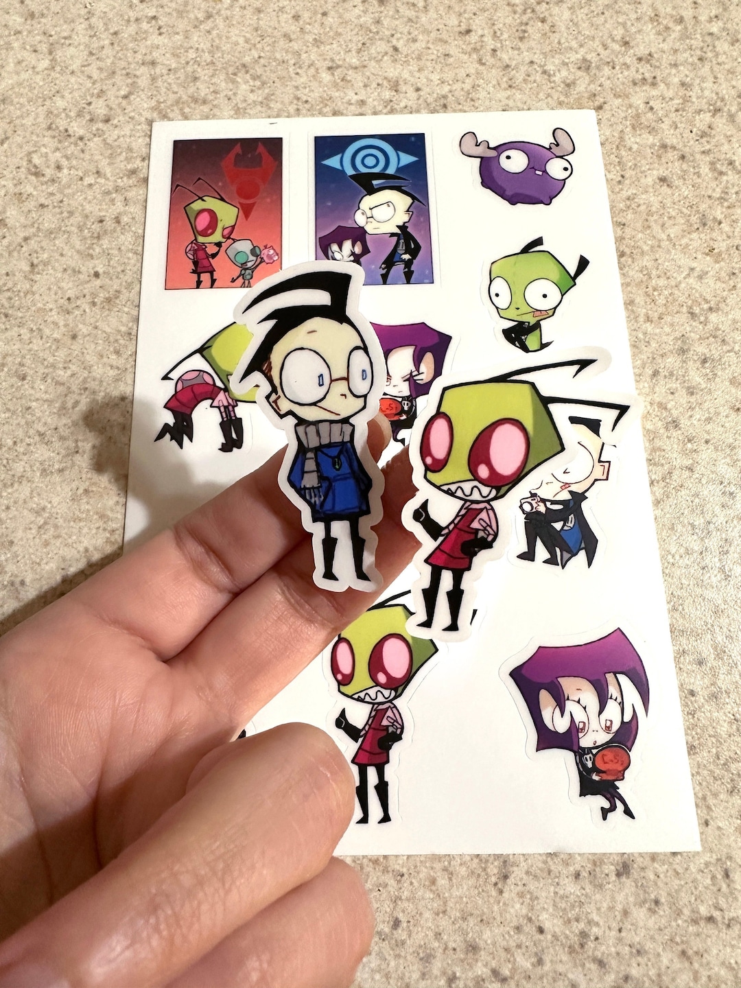 Invader Zim Vinyl Sticker Sheet (11 Tiny Stickers) - Zim - Dib - Gaz ...