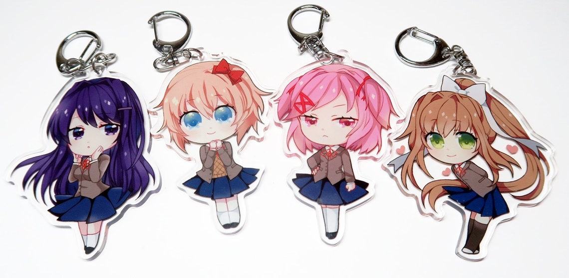 Doki Doki Literature Club Charm Keychains Monika Sayori - Etsy