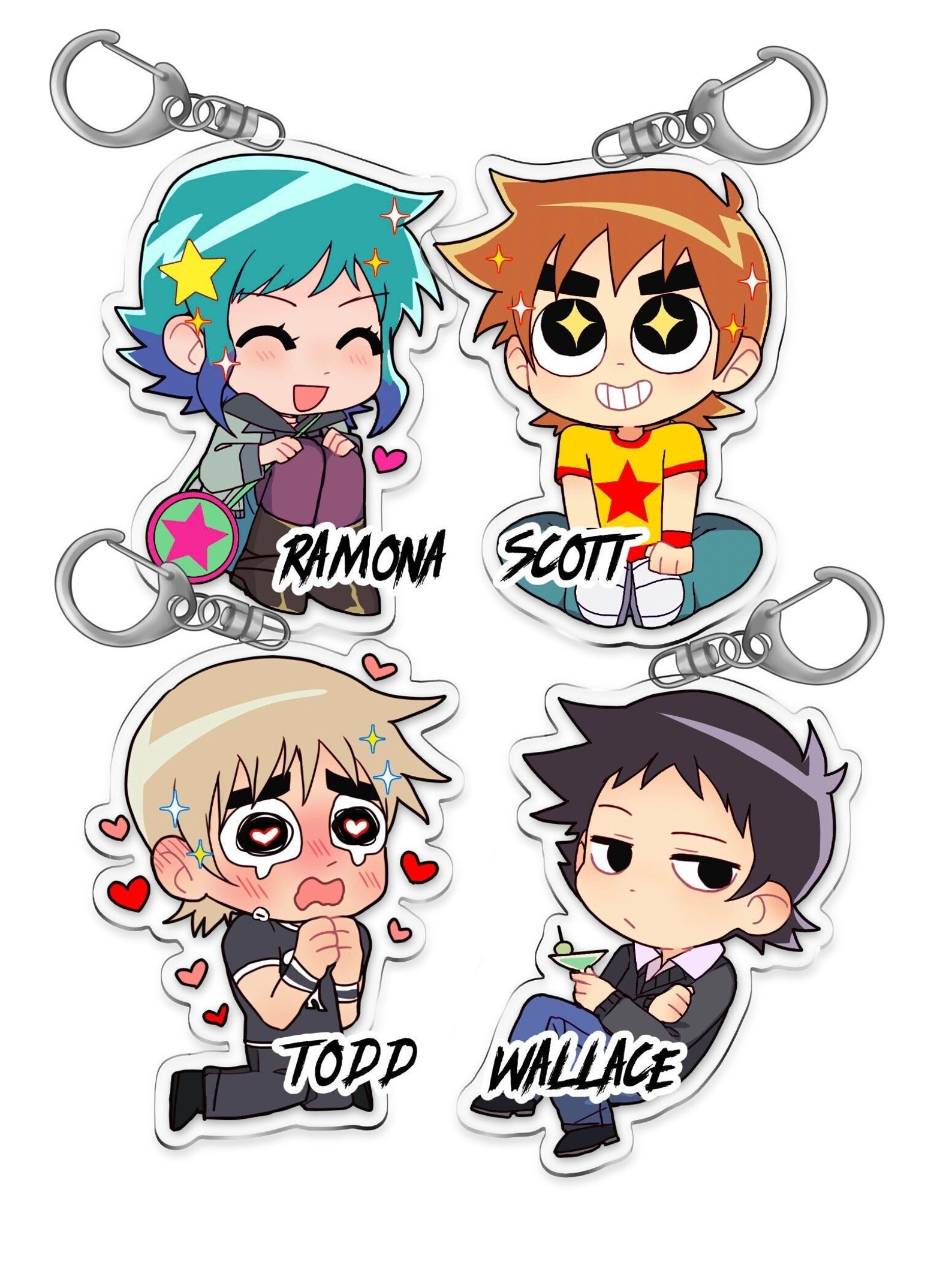 Scott Pilgrim Charms Keychains Ramona Scott Wallace Todd - Etsy