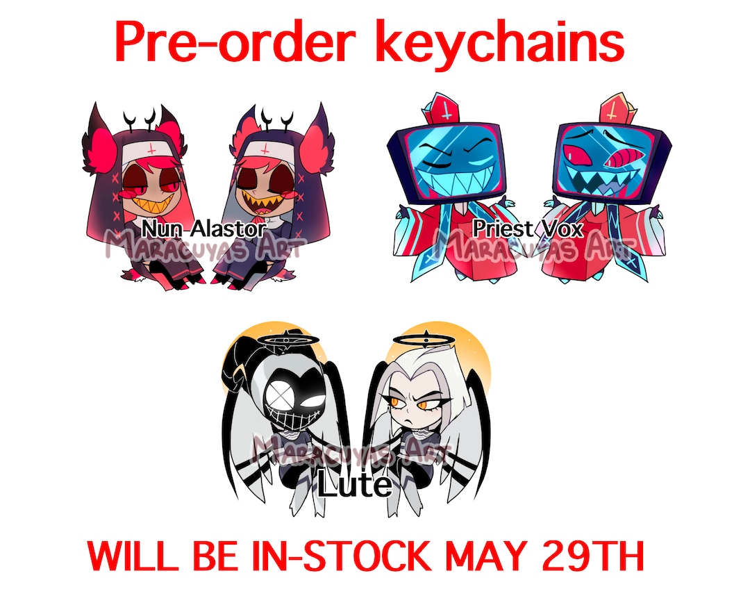 Nun Alastor, Priest Vox, Lute Hazbin Hotel Keychain Cute Chibi Alastor ...